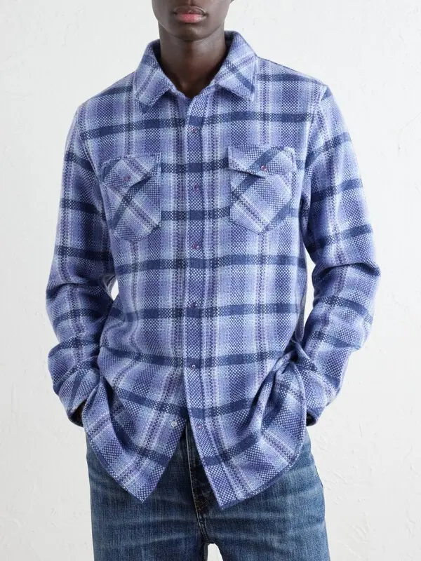 GOD'S TRUE CASHMERE Checked Cashmere Shirt - Blue