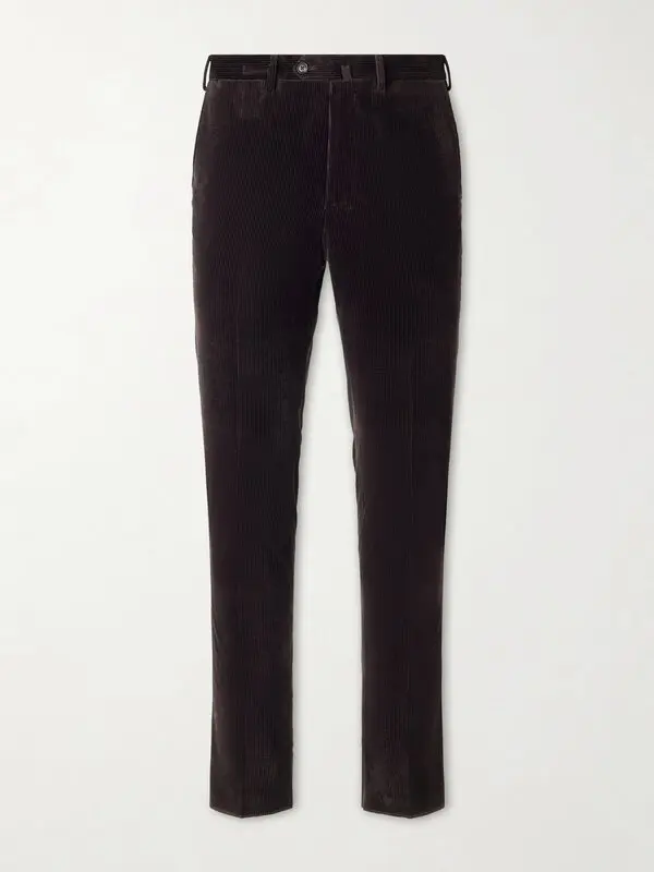 DE PETRILLO Straight-leg Cotton-blend Corduroy Trousers - Brown