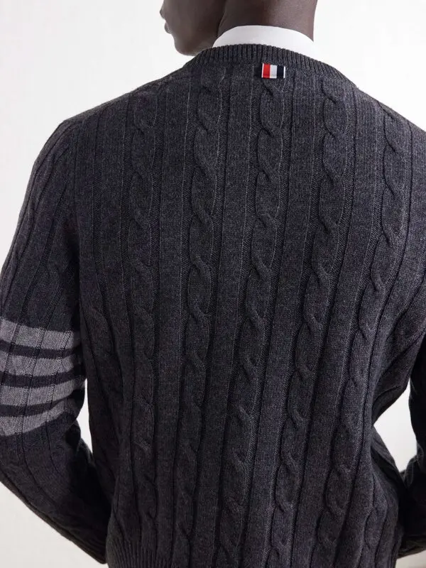 Thom Browne 4-bar Stripe Cable-knit Cashmere Sweater