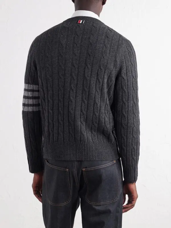 Thom Browne 4-bar Stripe Cable-knit Cashmere Sweater
