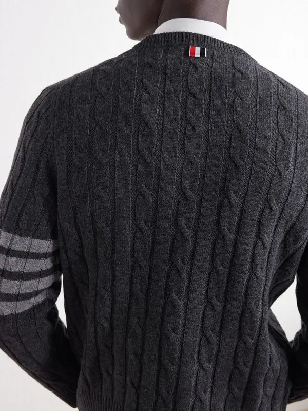 Thom Browne 4-bar Stripe Cable-knit Cashmere Sweater