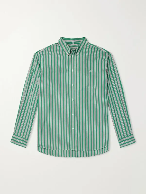 Loewe Striped Cotton-poplin Shirt - Green