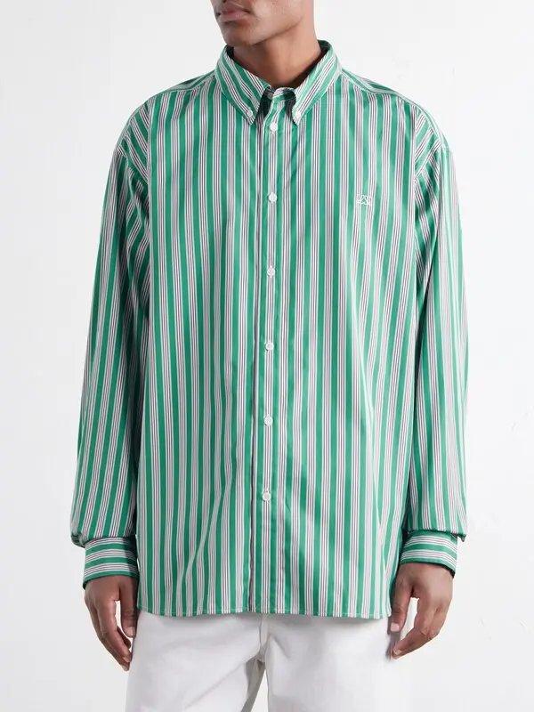 Loewe Striped Cotton-poplin Shirt - Green