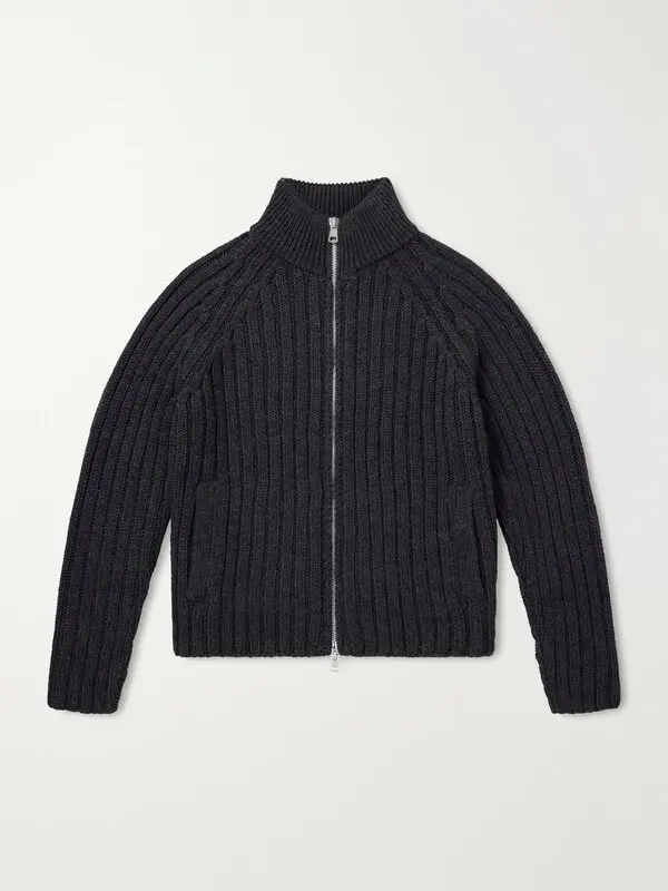 Our Legacy Ultra Ribbed Merino Wool Zip-up Sweater
