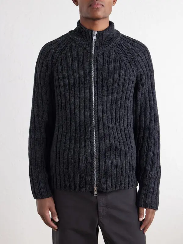Our Legacy Ultra Ribbed Merino Wool Zip-up Sweater