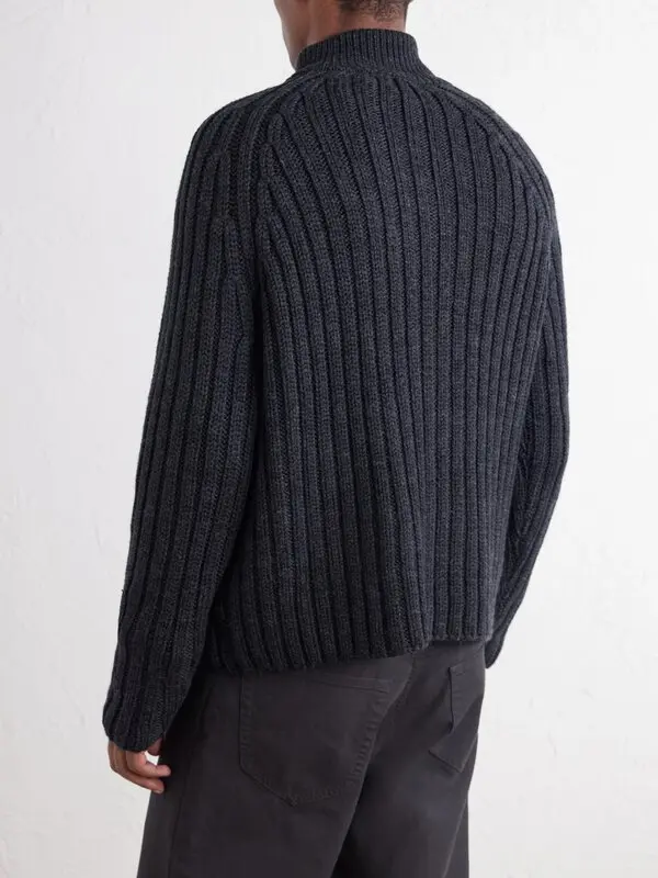 Our Legacy Ultra Ribbed Merino Wool Zip-up Sweater