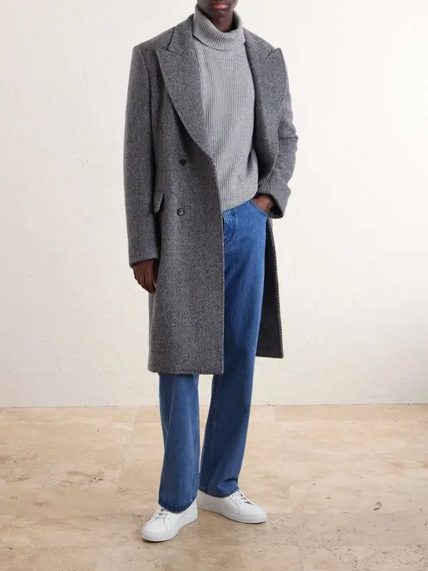 Gabriela Hearst Mcaffrey Double-breasted Wool And Cashmere-blend Herringbone Coat