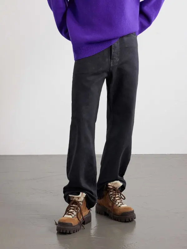 Balenciaga Shearling-trimmed Suede Boots