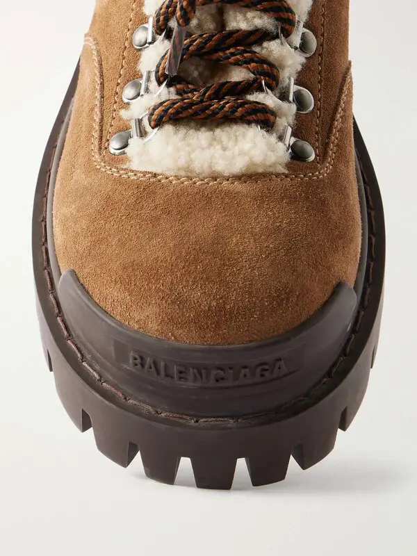 Balenciaga Shearling-trimmed Suede Boots