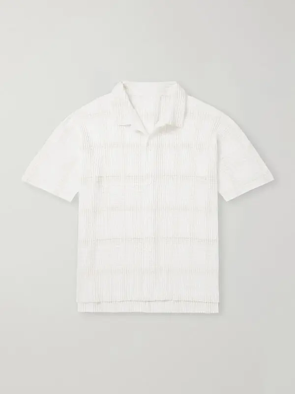 Issey Miyake Pleated Lace Grid Mesh Shirt