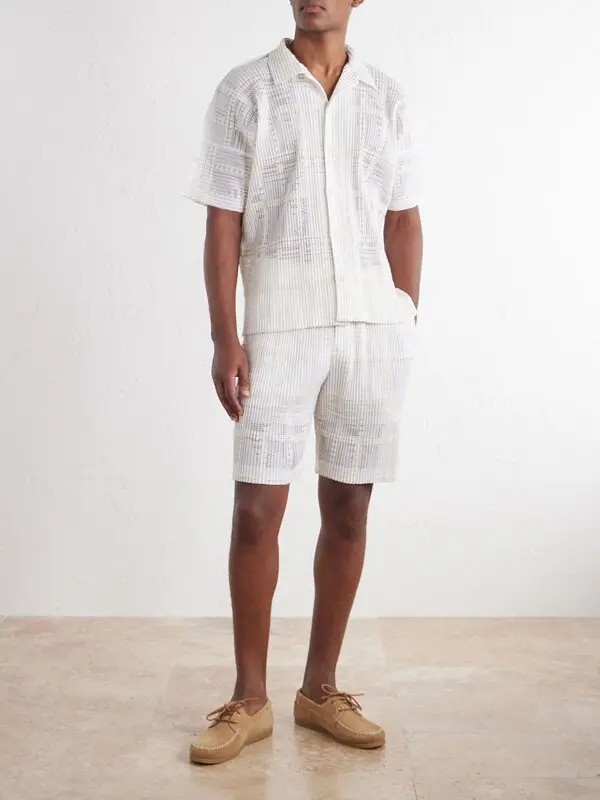 Issey Miyake Pleated Lace Grid Mesh Shirt