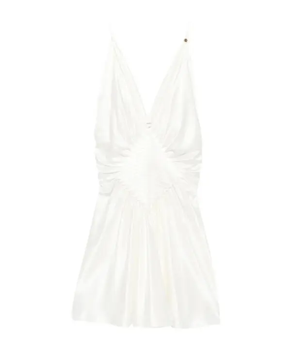 Versace V-neck Gathered Mini Dress