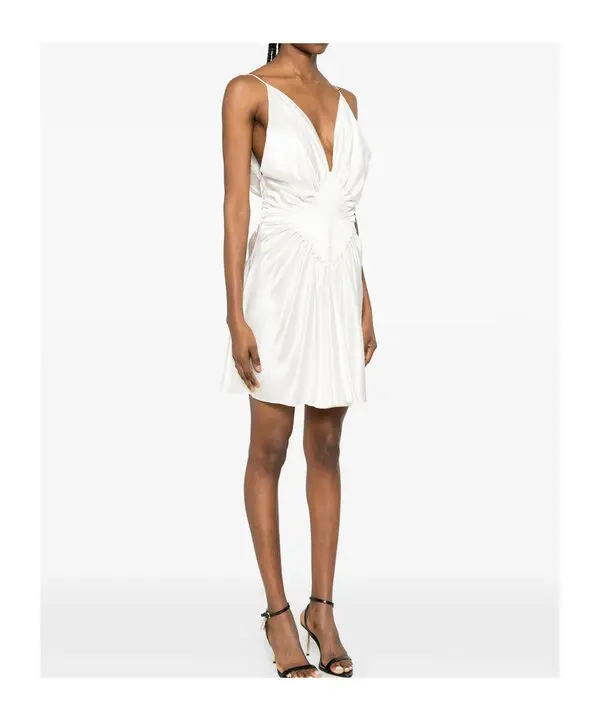 Versace V-neck Gathered Mini Dress