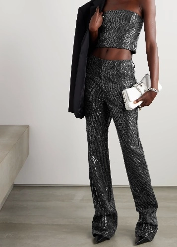 ROTATE BY BIRGER CHRISTENSEN High-waisted Sequin-embellished Jeans