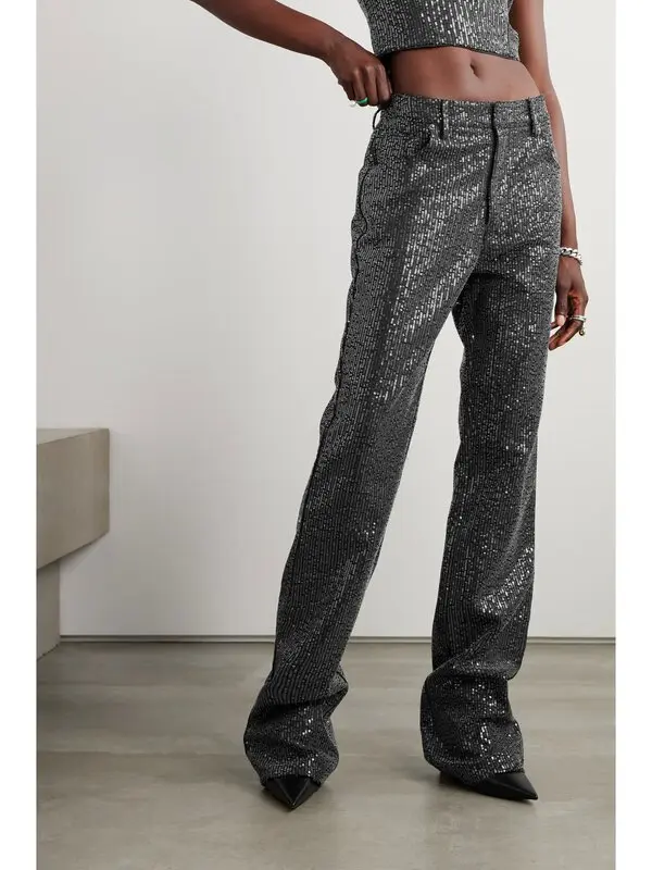 ROTATE BY BIRGER CHRISTENSEN High-waisted Sequin-embellished Jeans