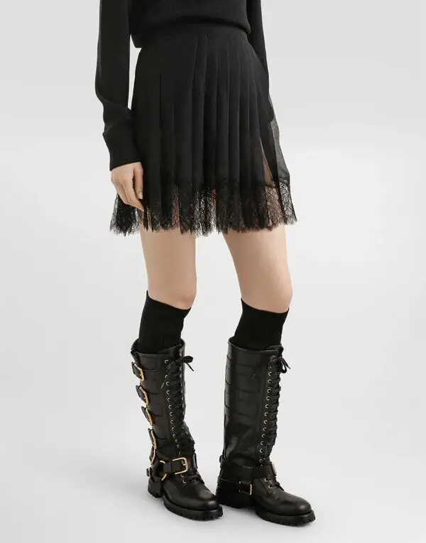 Dolce & Gabbana Pleated Lace Mini Skirt