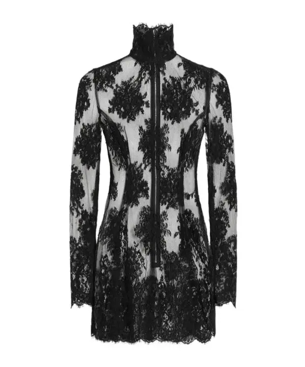 Dolce & Gabbana Lace High-neck Mini Dress