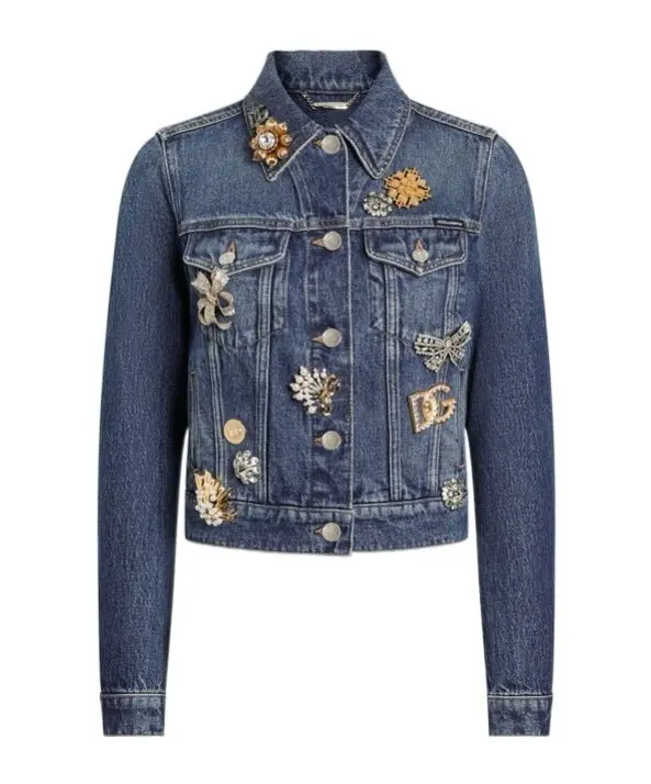 Dolce & Gabbana Brooch-embellished Denim Jacket