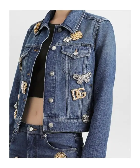 Dolce & Gabbana Brooch-embellished Denim Jacket