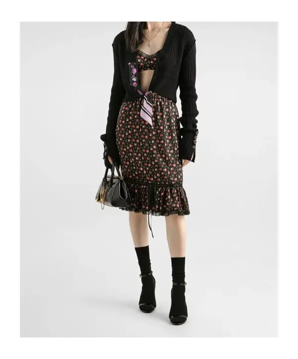 Dolce & Gabbana Floral Ruffled Midi Skirt