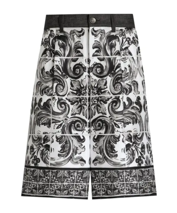 Dolce & Gabbana Majolica-print Denim Shorts