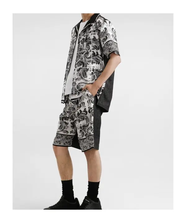 Dolce & Gabbana Majolica-print Denim Shorts