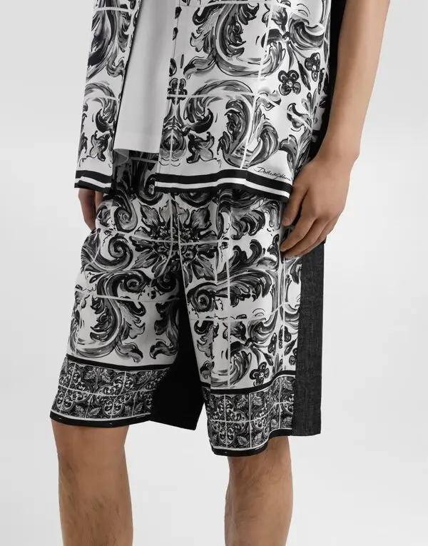 Dolce & Gabbana Majolica-print Denim Shorts