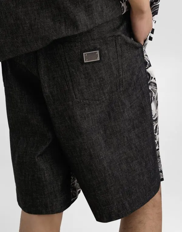 Dolce & Gabbana Majolica-print Denim Shorts