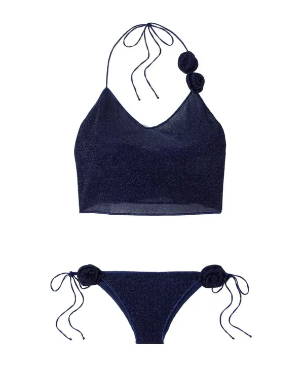 Oseree Tie Detail Bikini - Black