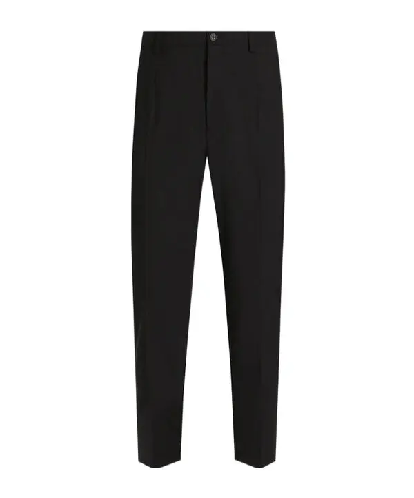 Dolce & Gabbana Stretch Cotton Pants With Dg Embroidery - Black