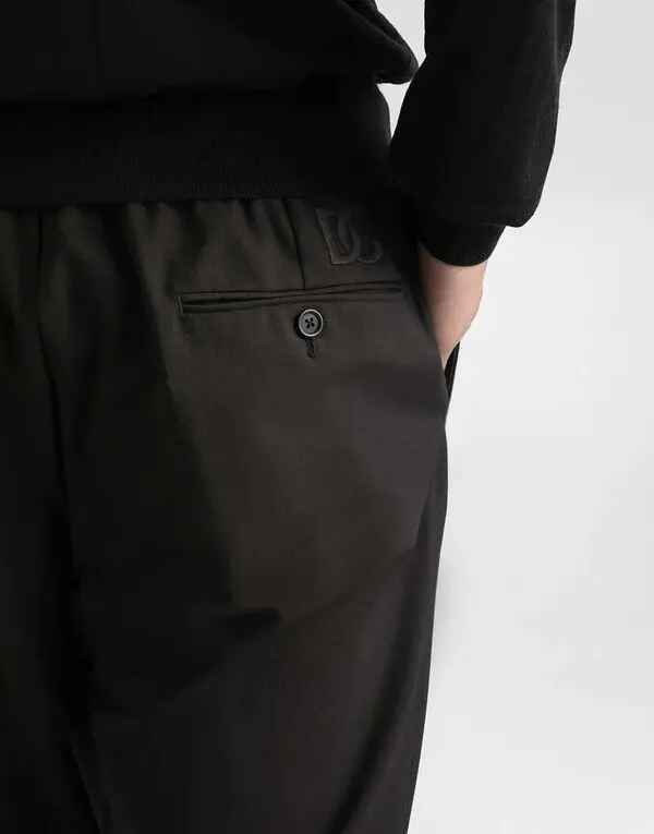 Dolce & Gabbana Stretch Cotton Pants With Dg Embroidery
