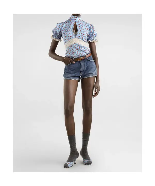 Dolce & Gabbana Dolce Gabbana Small Rose-printed Charmeuse Top