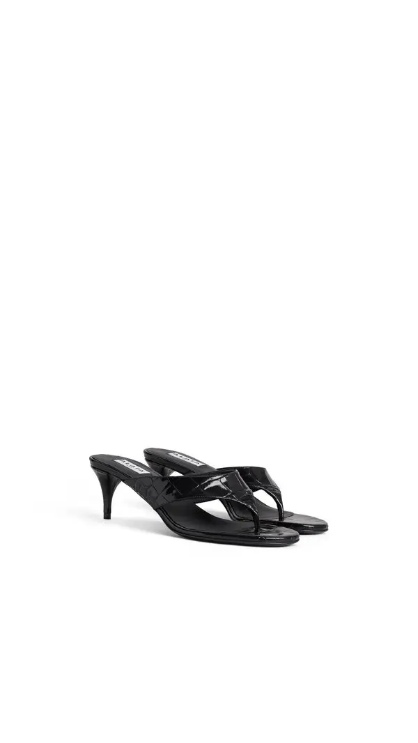 Alaïa Mules Tong In Crocodile Embossed Calfskin