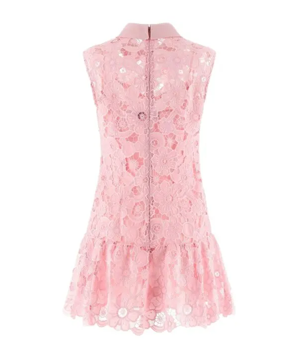 SELF-PORTRAIT Floral Lace Collared Mini Dress