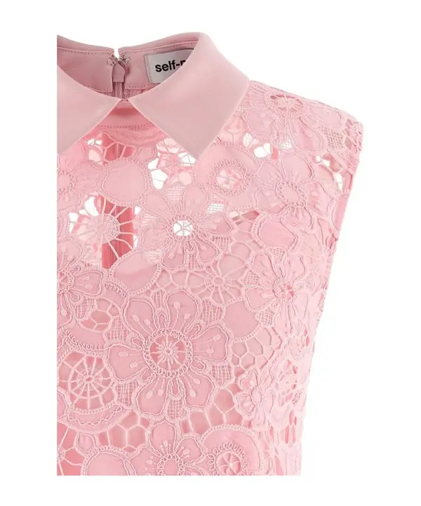 SELF-PORTRAIT Floral Lace Collared Mini Dress