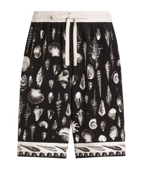 Dolce & Gabbana Seashell-print Drawstring Shorts - Black
