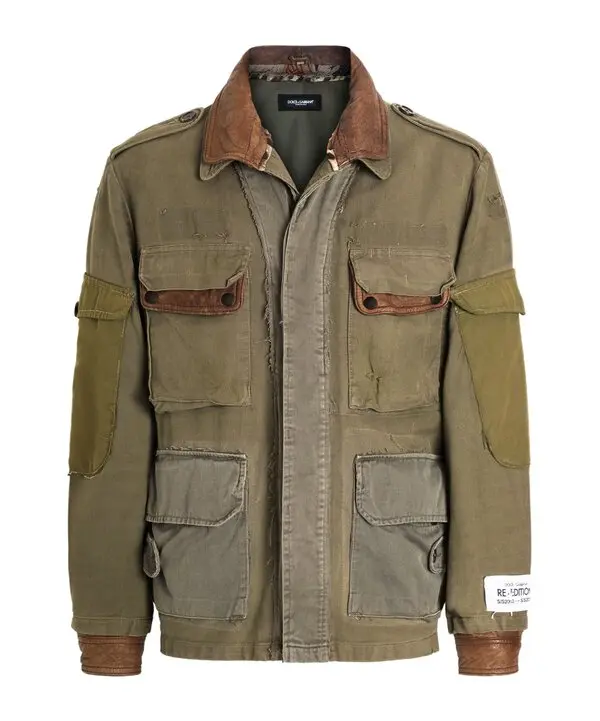 Dolce & Gabbana Multi-pocket Leather-collar Jacket