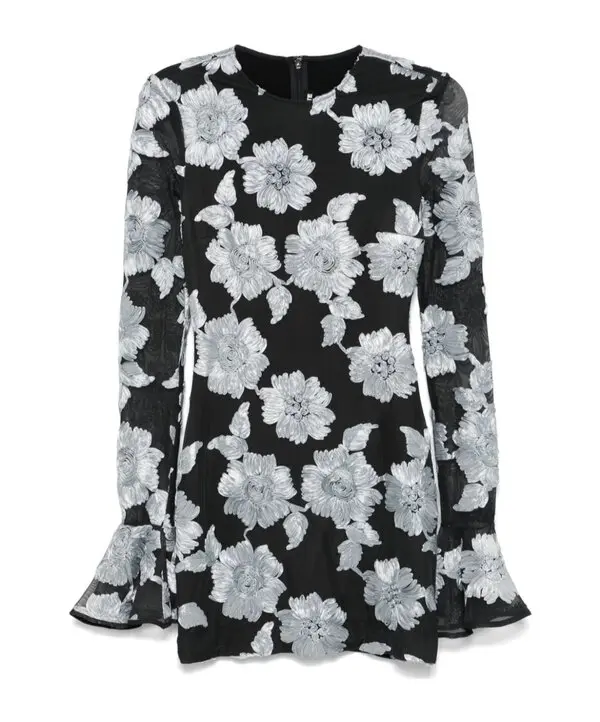 ROTATE BY BIRGER CHRISTENSEN Floral Appliqué Mesh Mini Dress