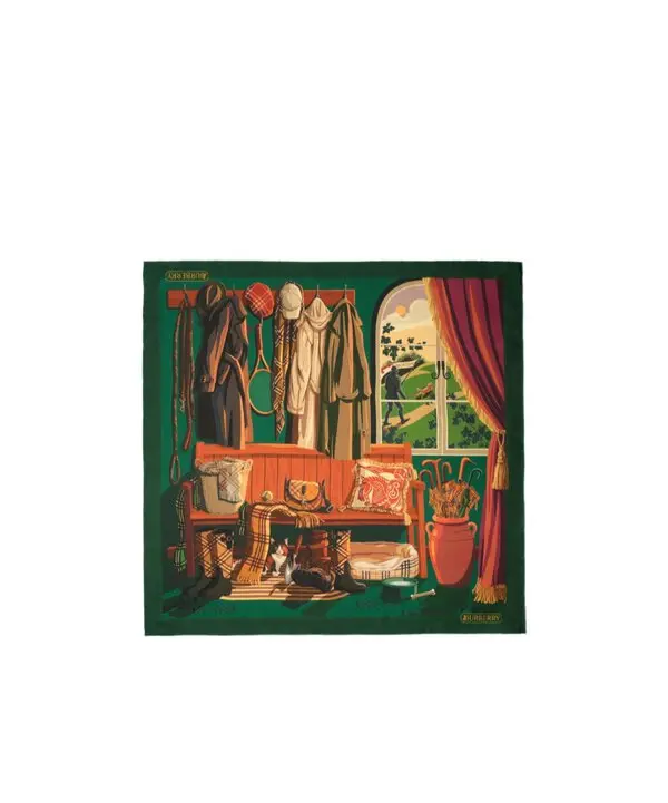 Burberry Knight Day Silk Scarf - Clover Green