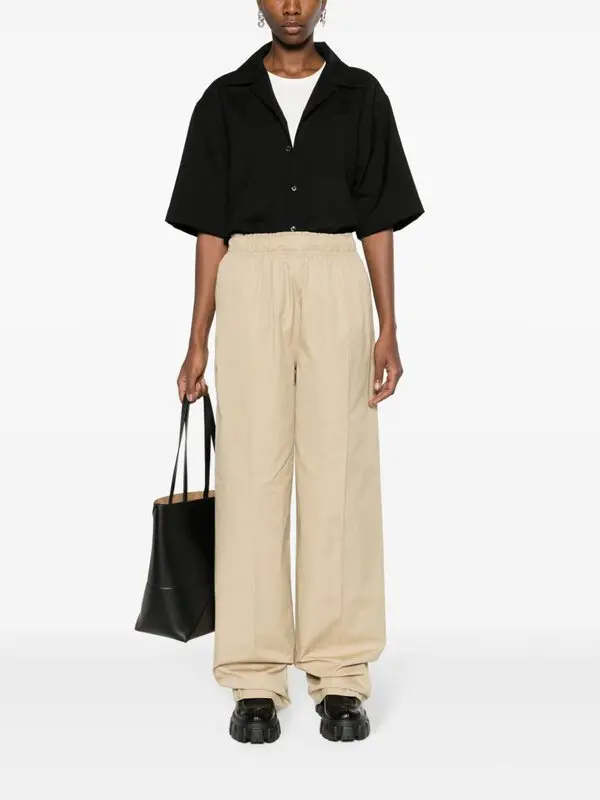 Prada Triangle-logo Plaque Wide-leg Pants