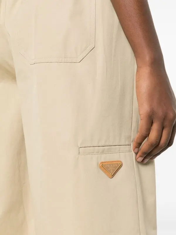 Prada Triangle-logo Plaque Wide-leg Pants