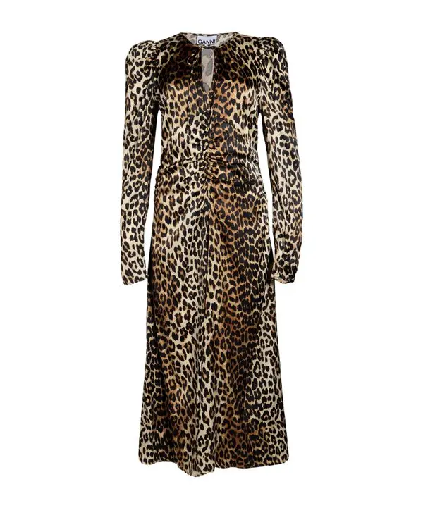 GANNI Leopardprint Flared Dress