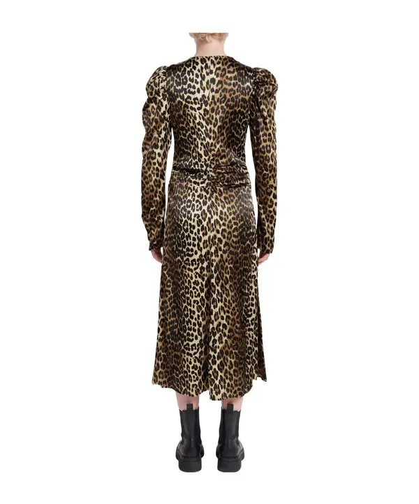GANNI Leopardprint Flared Dress