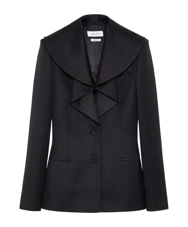 Alexander McQueen Waterfall Collar Single-breasted Jacket - Black
