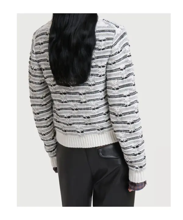 Marni White And Blue Mixed Stitch Wool Cardigan