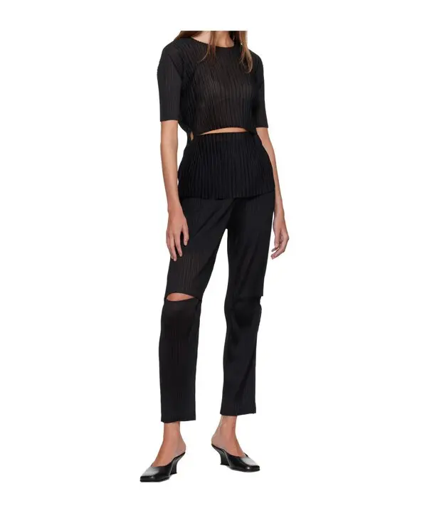 Issey Miyake Sheer Slit Pleats' Top