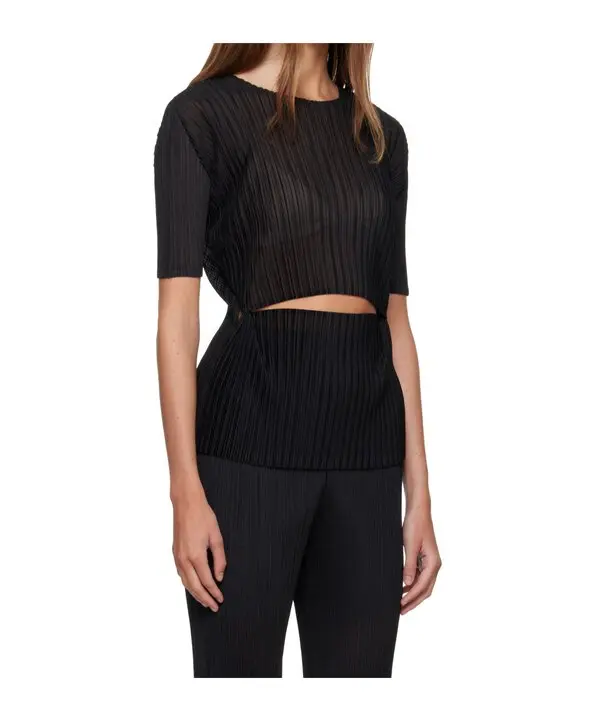 Issey Miyake Sheer Slit Pleats' Top