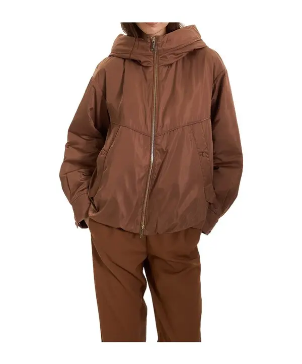 Marella Zip-up Hooded Casual Jacket - Camel