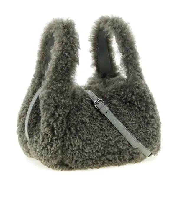 Stella McCartney Shearling Logo Shoulder Bag