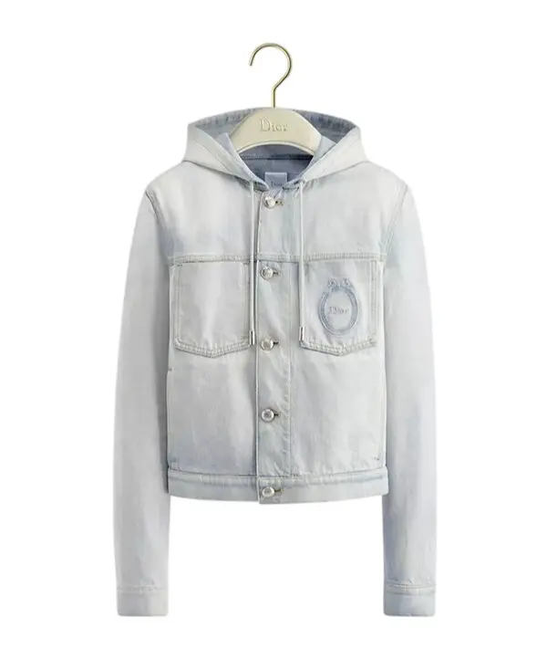 Dior Medaillon Embroidered Hooded Jacket - Light Blue